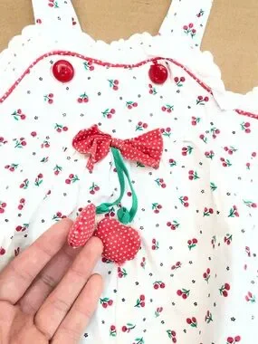 One Pieces | Vintage Cherry Print Baby Bubble Romper Retro Size 36 ...